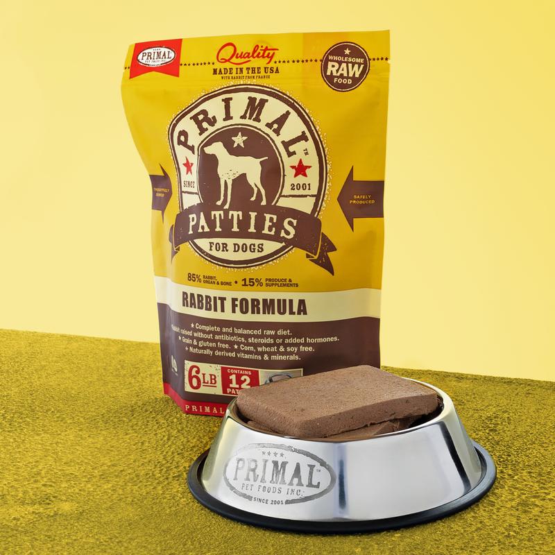 Primal Raw Frozen Canine Rabbit Formula Patties Dog Food, 6-lb bag (Fr ...